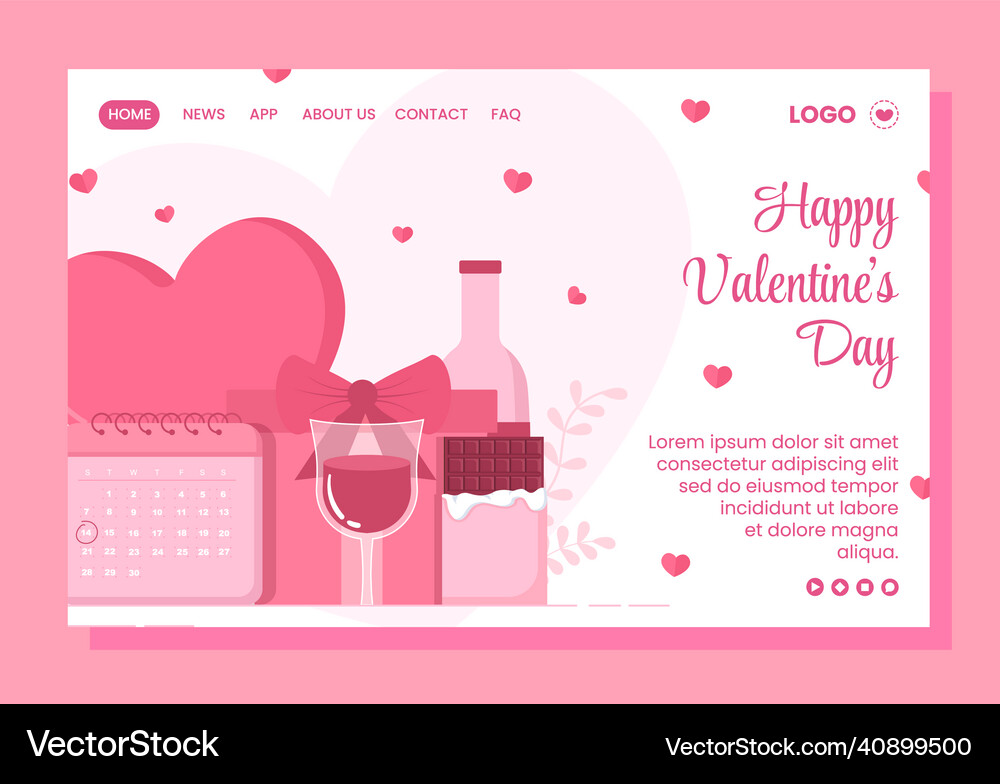 Happy valentines day landing page template flat Vector Image