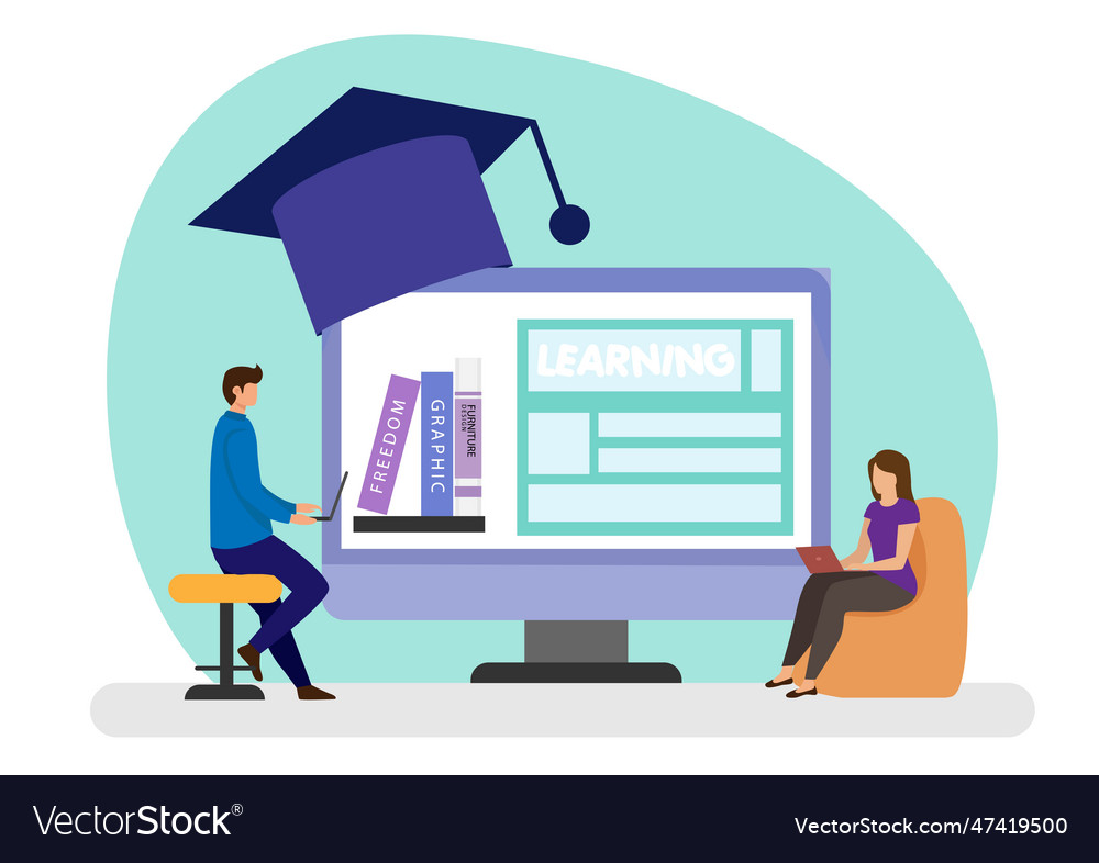 Home learning concept online learning e-learning Vector Image