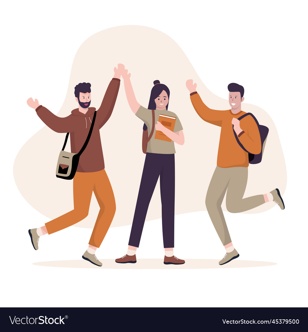 Modern collection of happy college students Vector Image