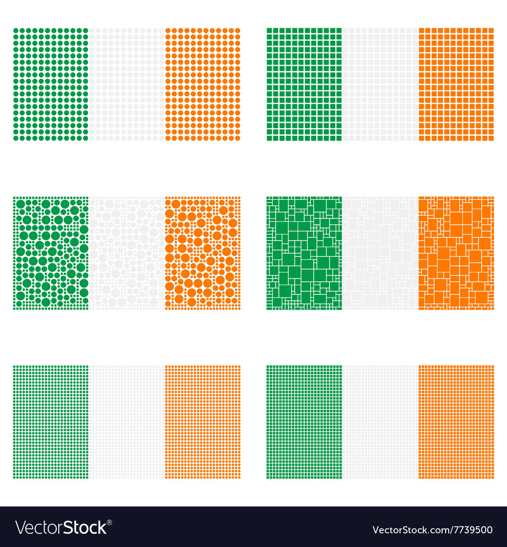 Mosaic Ireland flag set Royalty Free Vector Image
