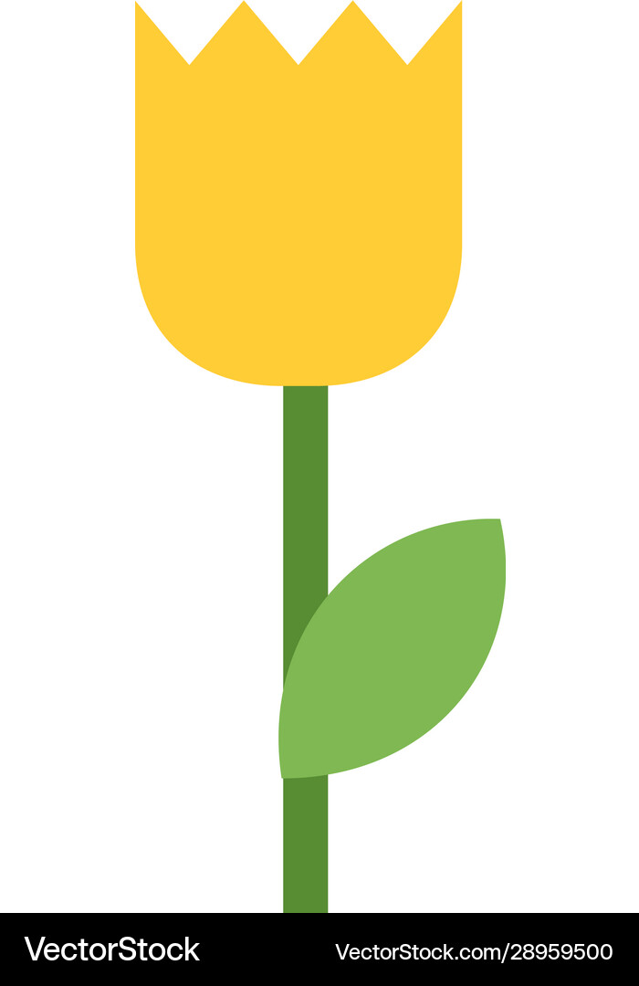 One yellow tulip icon flat isolated Royalty Free Vector