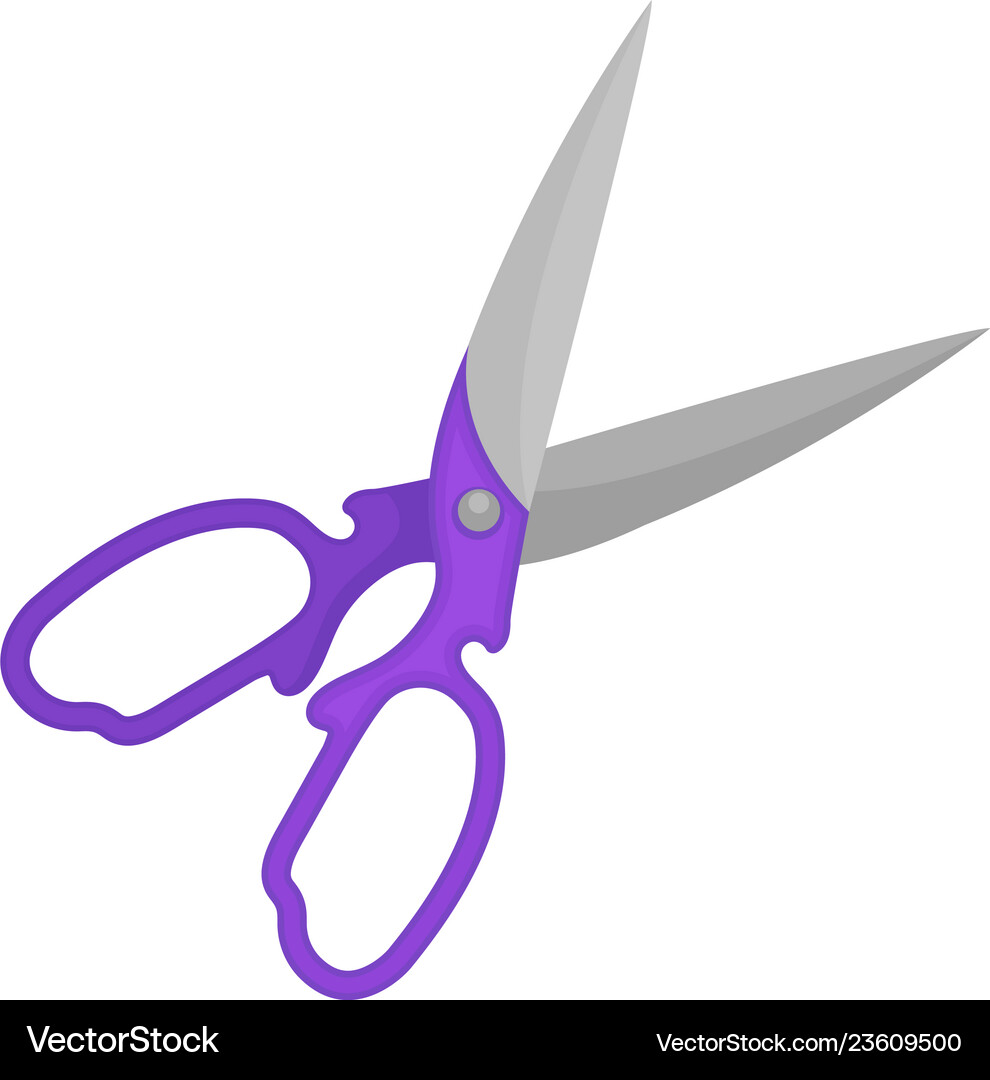 Scissors with purple plastic handles and sharp Vector Image