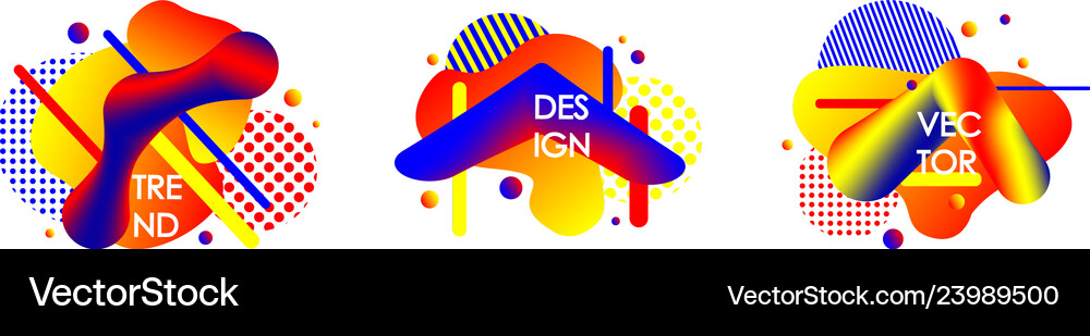 Set of abstract liquid shape flat geometric Vector Image