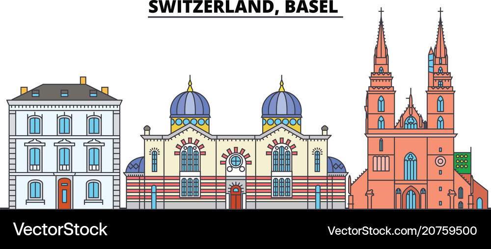 Switzerland basel city skyline architecture Vector Image