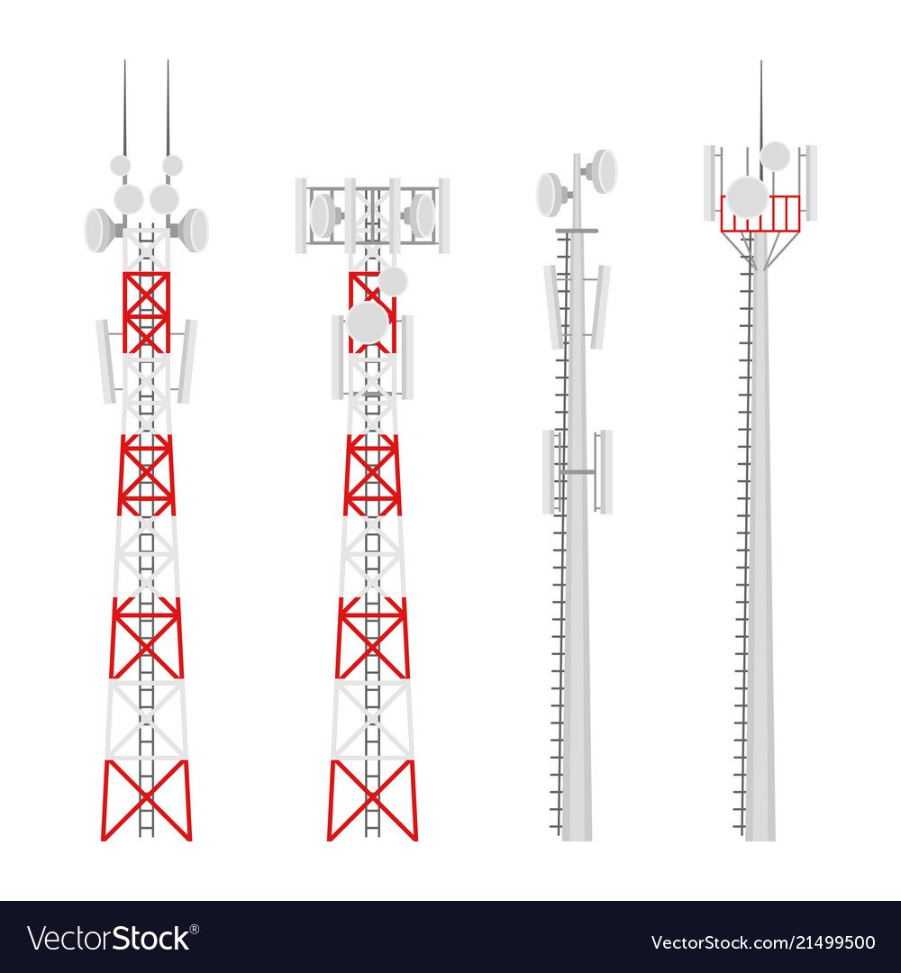 Transmission Cellular Wireless Towers Set Vector Image
