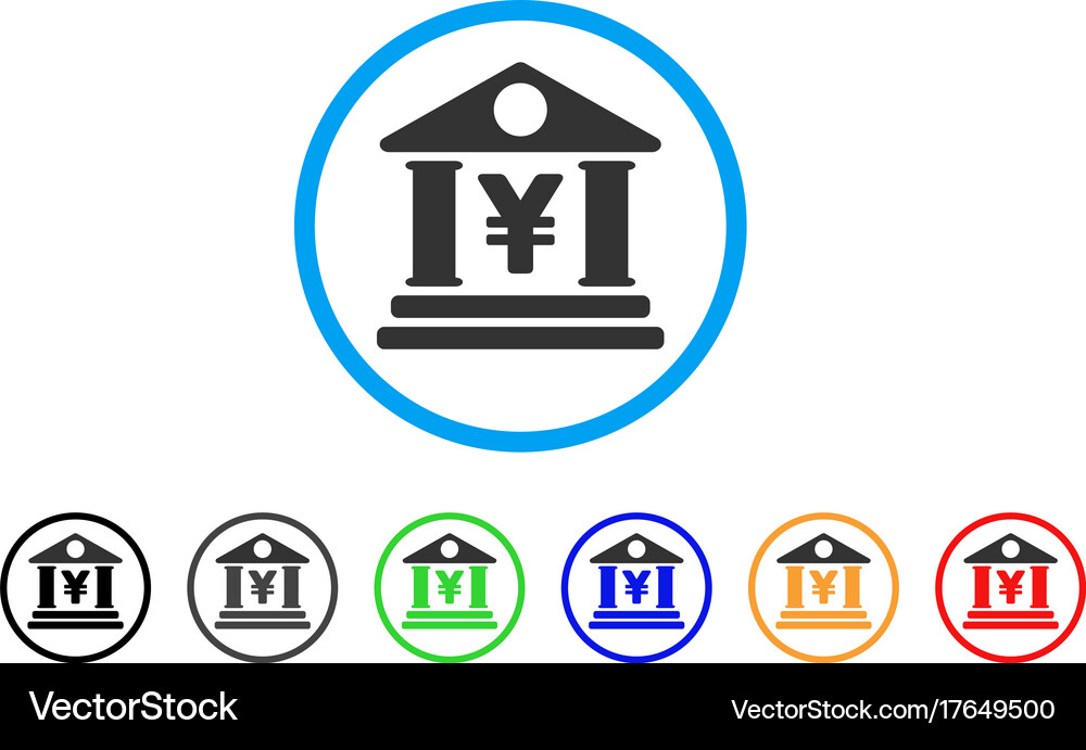 Yen bank building rounded icon Royalty Free Vector Image