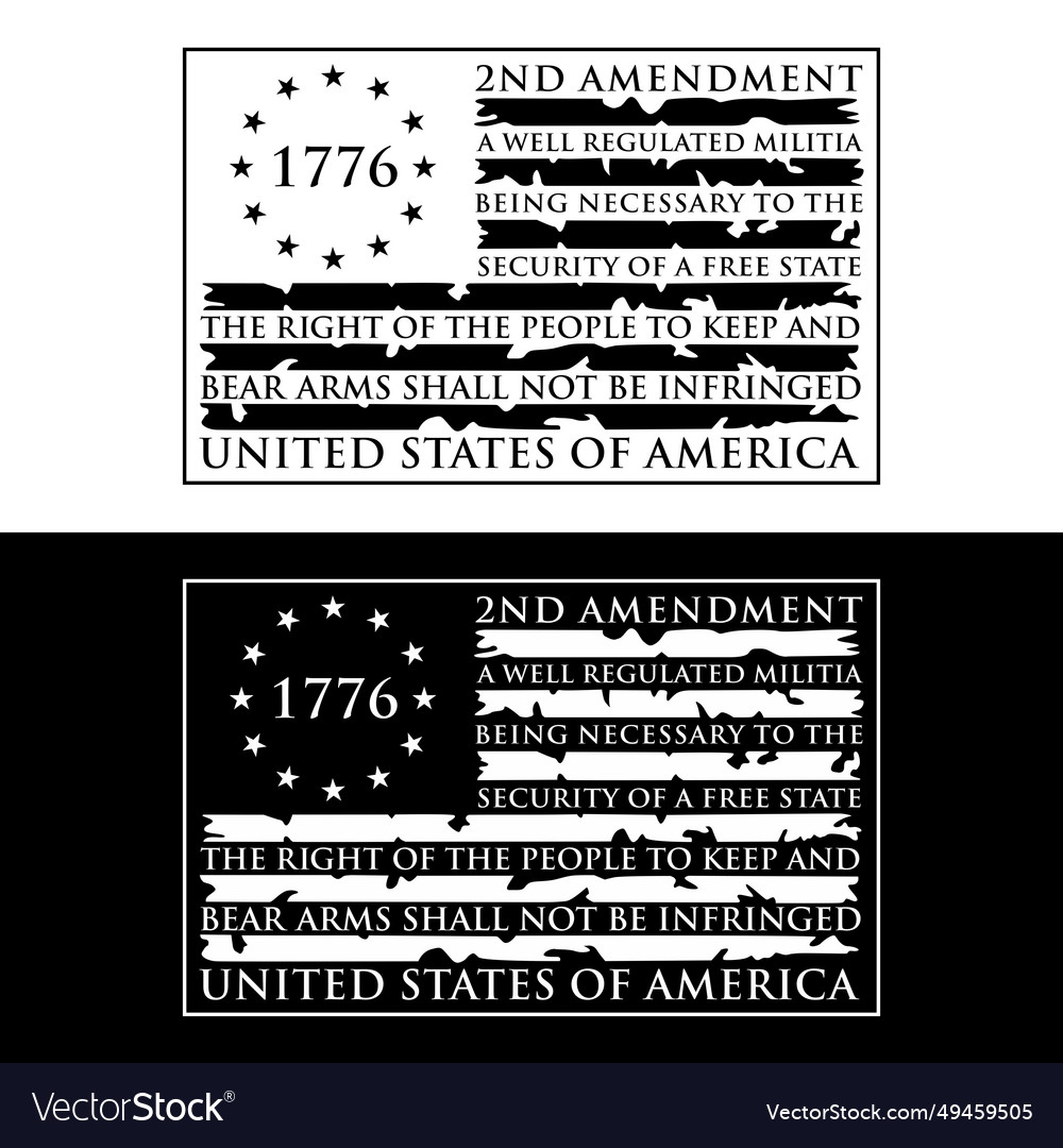 2nd amendment text flag design Royalty Free Vector Image
