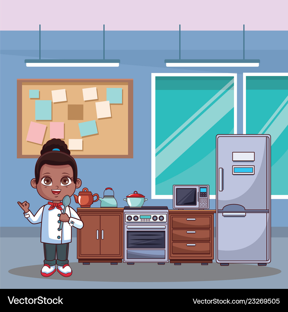 Chef girl cartoon Royalty Free Vector Image - VectorStock