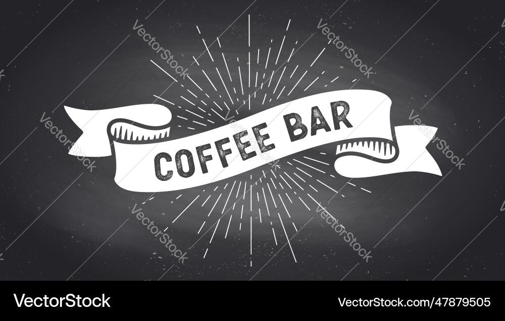 Coffee bar ribbon banner Royalty Free Vector Image