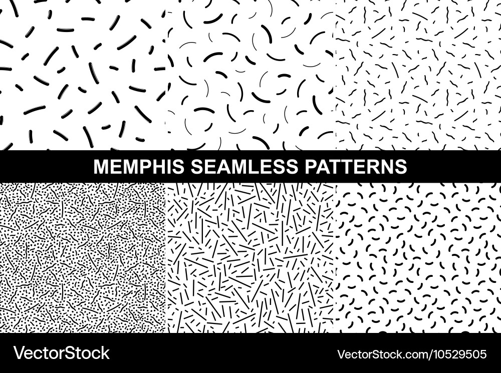 Collection of retro memphis patterns - seamless Vector Image