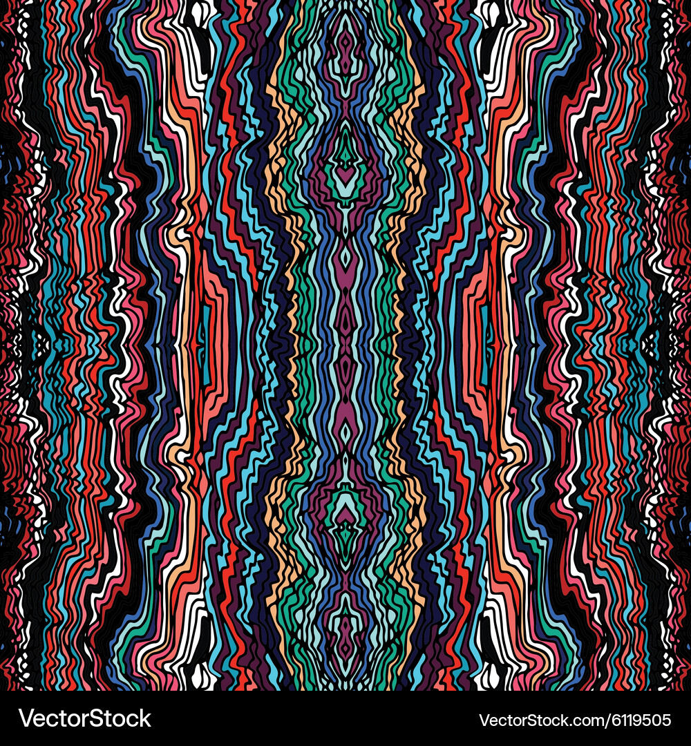 Colorful seamless waves hand-drawn pattern Vector Image