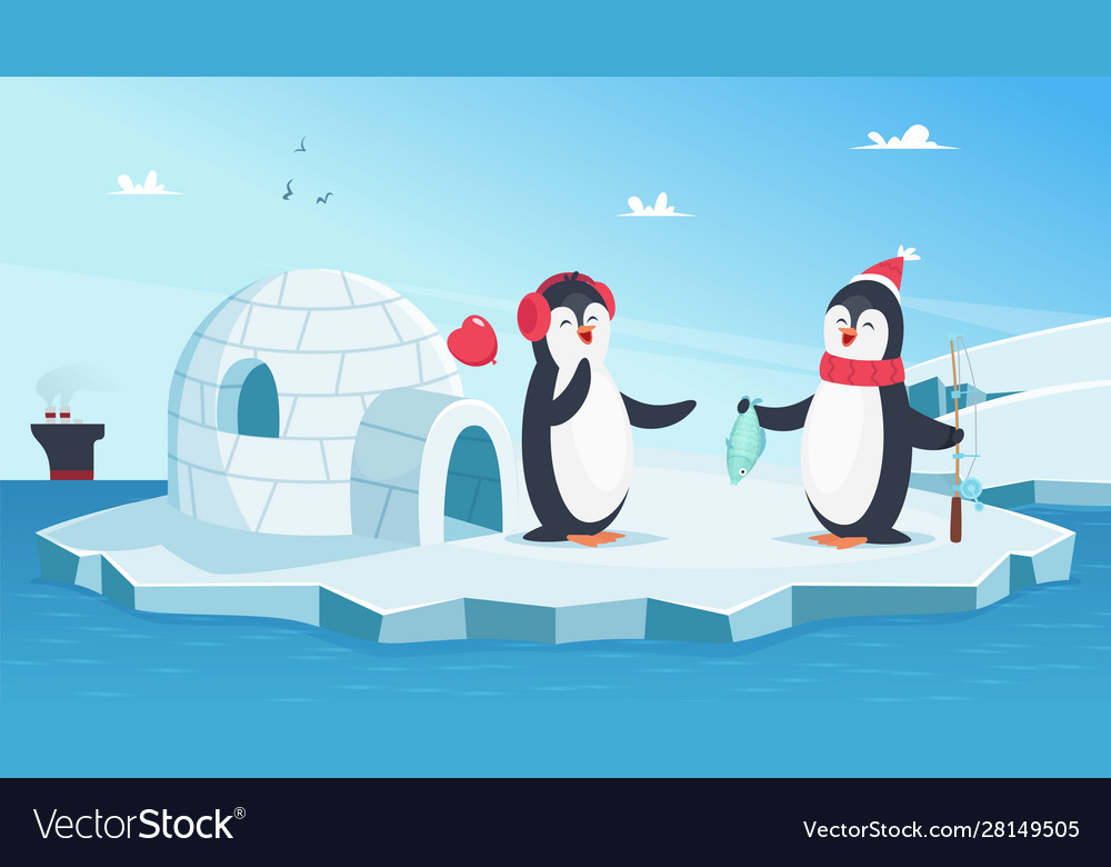 Cute penguins in love christmas winter animals Vector Image