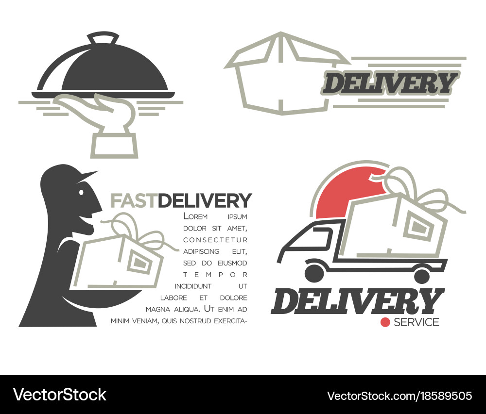 Delivery logo templates set for post mail food Vector Image