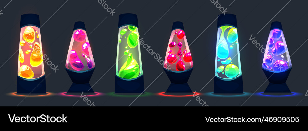 Isolated retro lava lamp light graphic set Vector Image