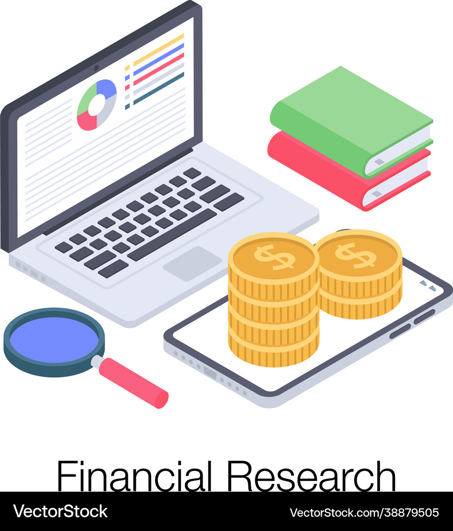 Online financial research Royalty Free Vector Image