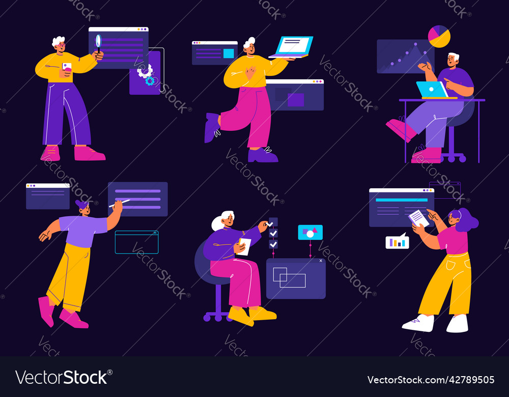 Process of mobile and web app development Vector Image