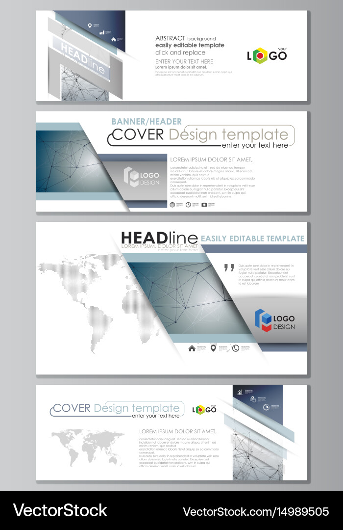 Social media and email headers set modern banners Vector Image