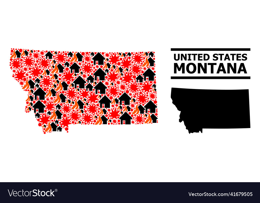 War mosaic map of montana state Royalty Free Vector Image War mosaic map of montana state Royalty Free Vector Image