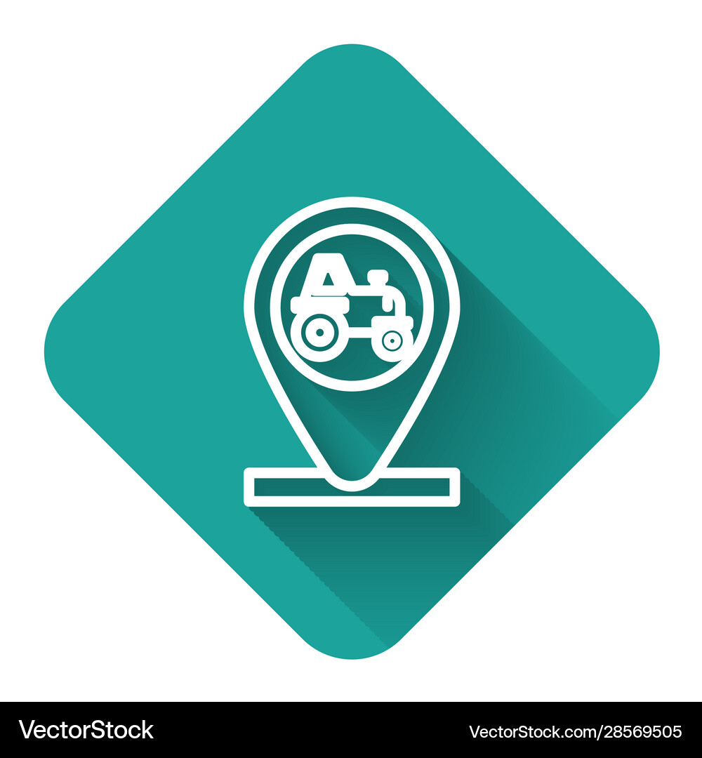 White line tractor and location icon isolated Vector Image
