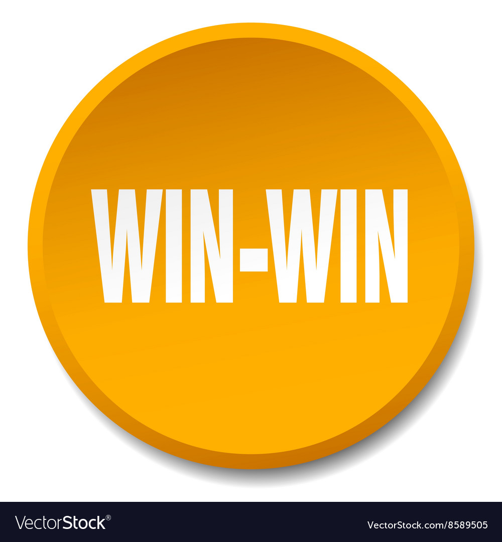 Win-win orange round flat isolated push button Vector Image