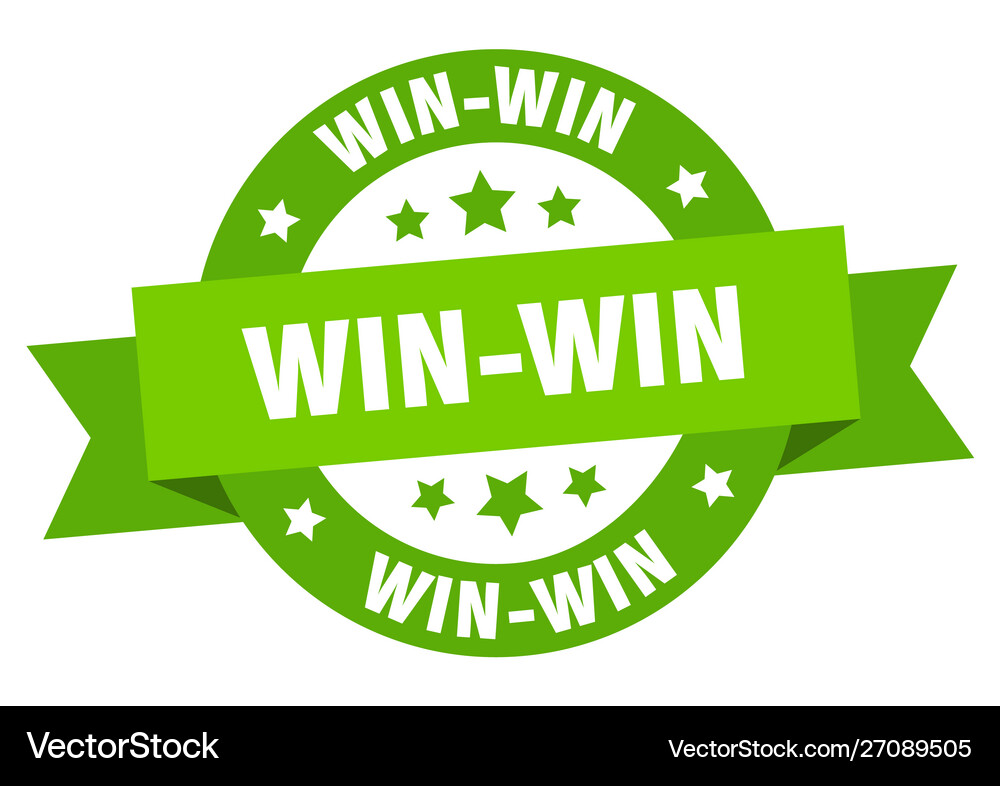 Win-win ribbon round green sign Royalty Free Vector Image