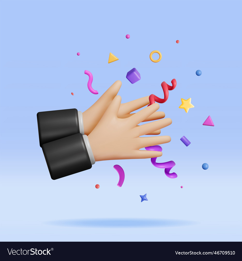 3d human hands clapping isolated on white Vector Image