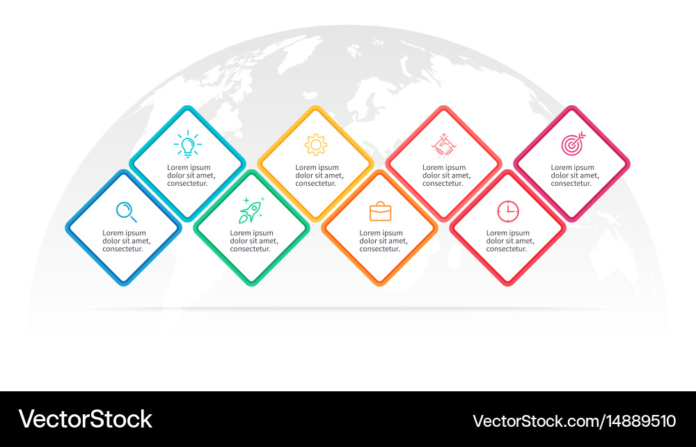 Business infographics timeline with 8 options Vector Image