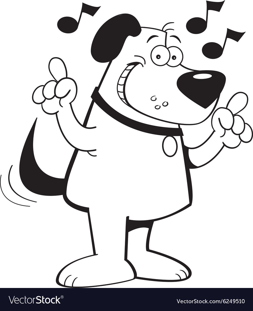 Cartoon dog with musical notes Royalty Free Vector Image