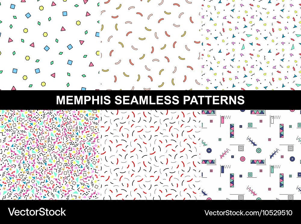Collection of abstract memphis colorful patterns Vector Image