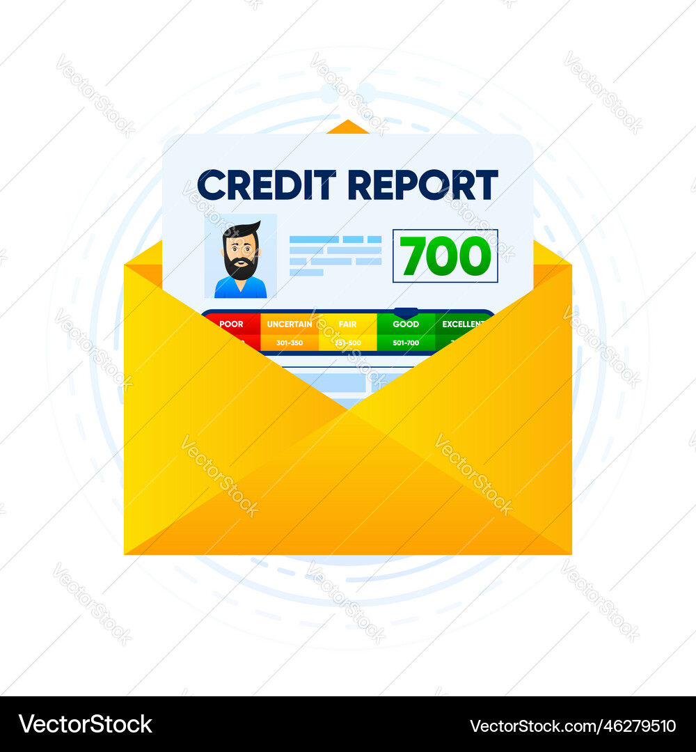 Credit score report in clipboard notifications Vector Image