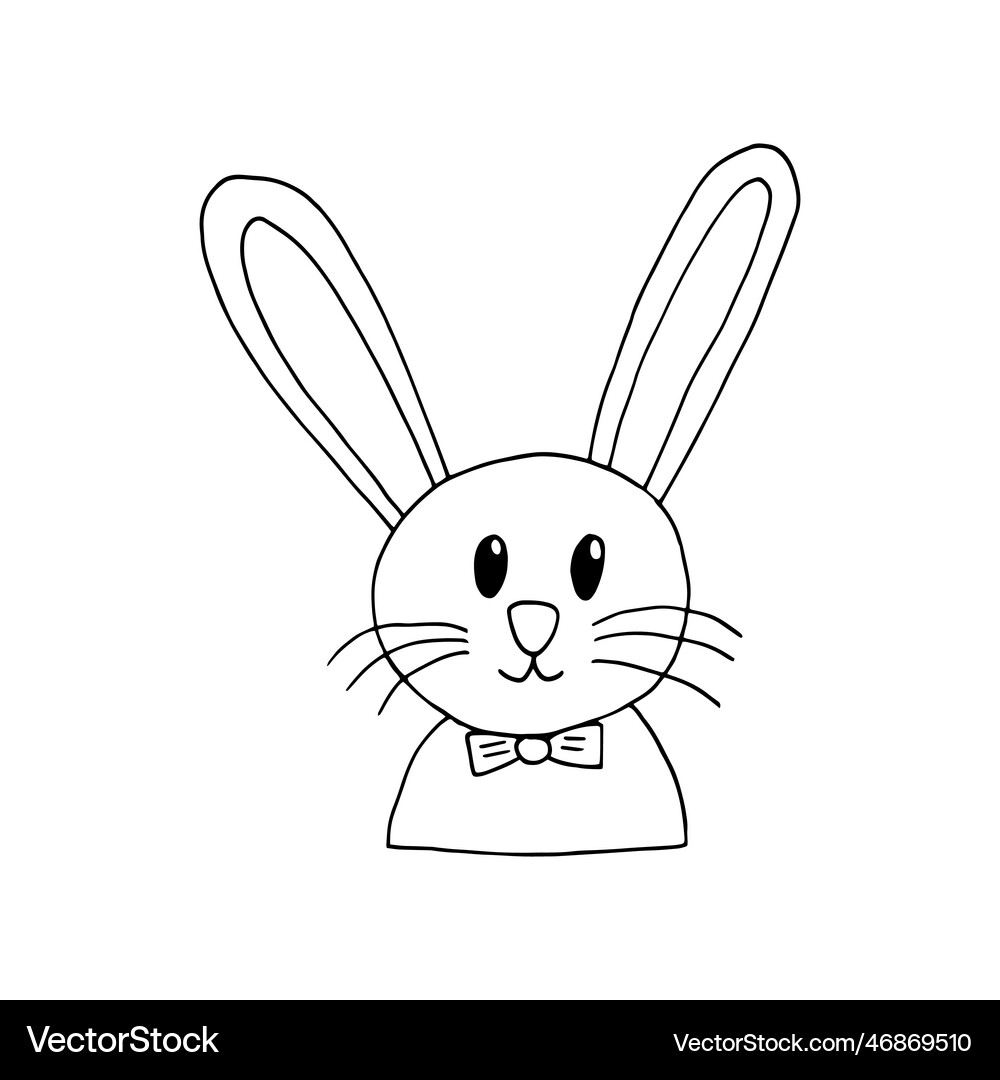 Cute bunny hand drawn in doodle style template Vector Image