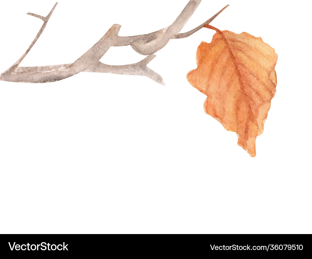 Dry branch with yellow leaf - autumn Royalty Free Vector