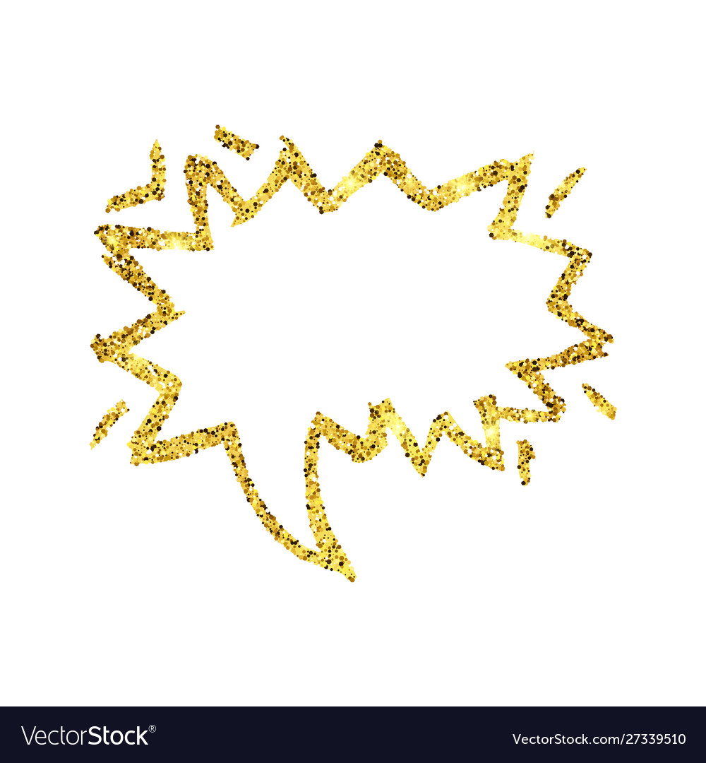 Gold glitter hand drawn speech bubble Royalty Free Vector