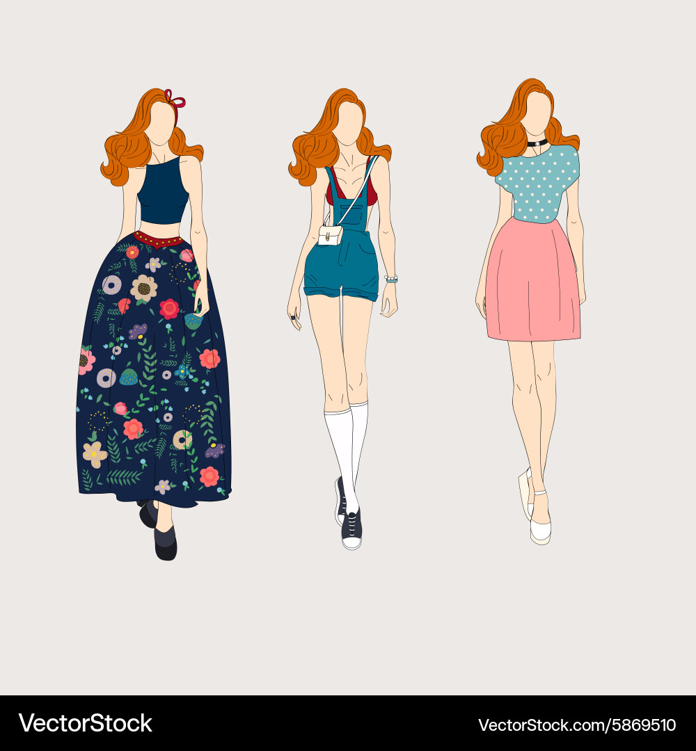 Hand drawn fashion models Royalty Free Vector Image