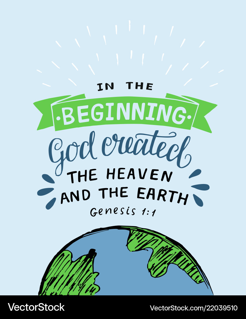 Hand lettering with bible verse in beginning Vector Image