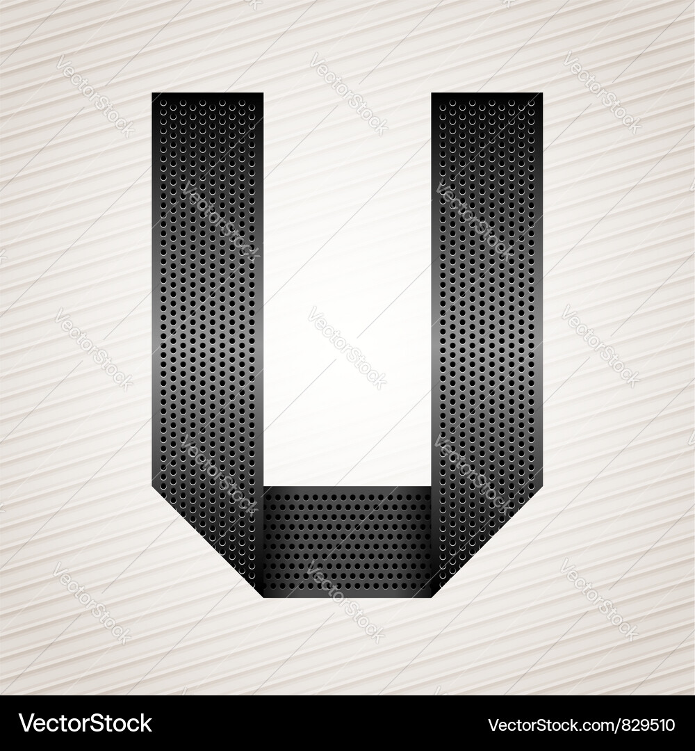 Letter metal ribbon - u Royalty Free Vector Image