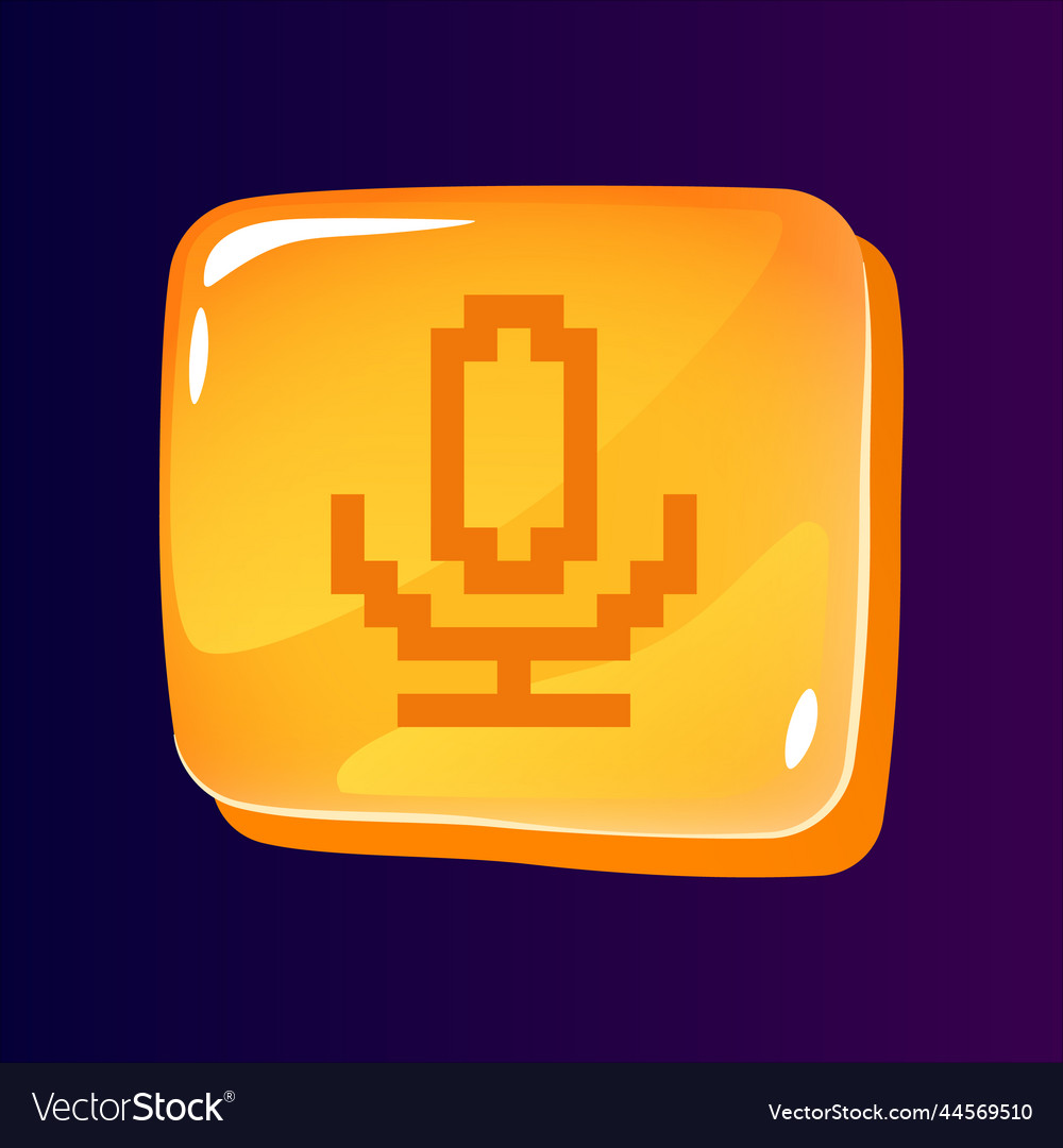 Microphone glossy ui button with pixelated icon Vector Image