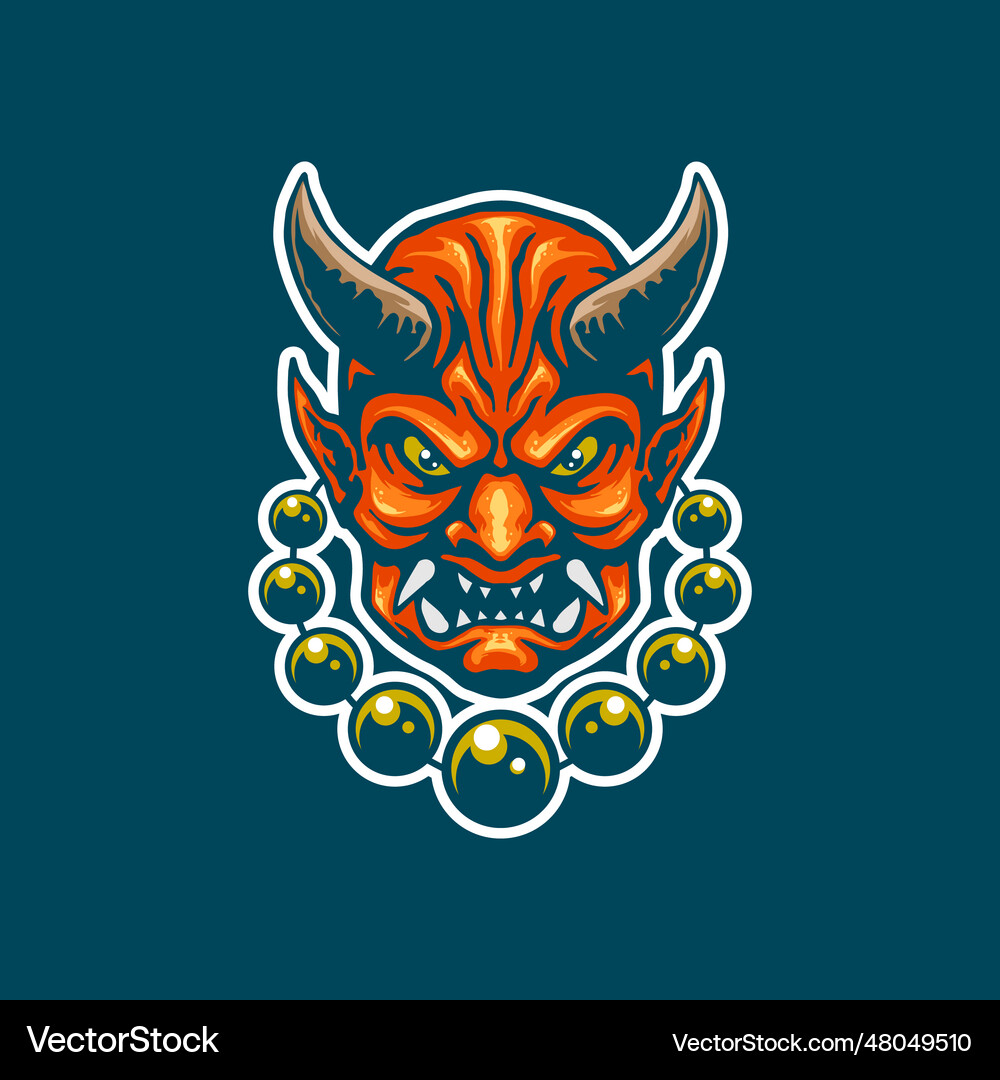 Oni demon mask of samurai Royalty Free Vector Image