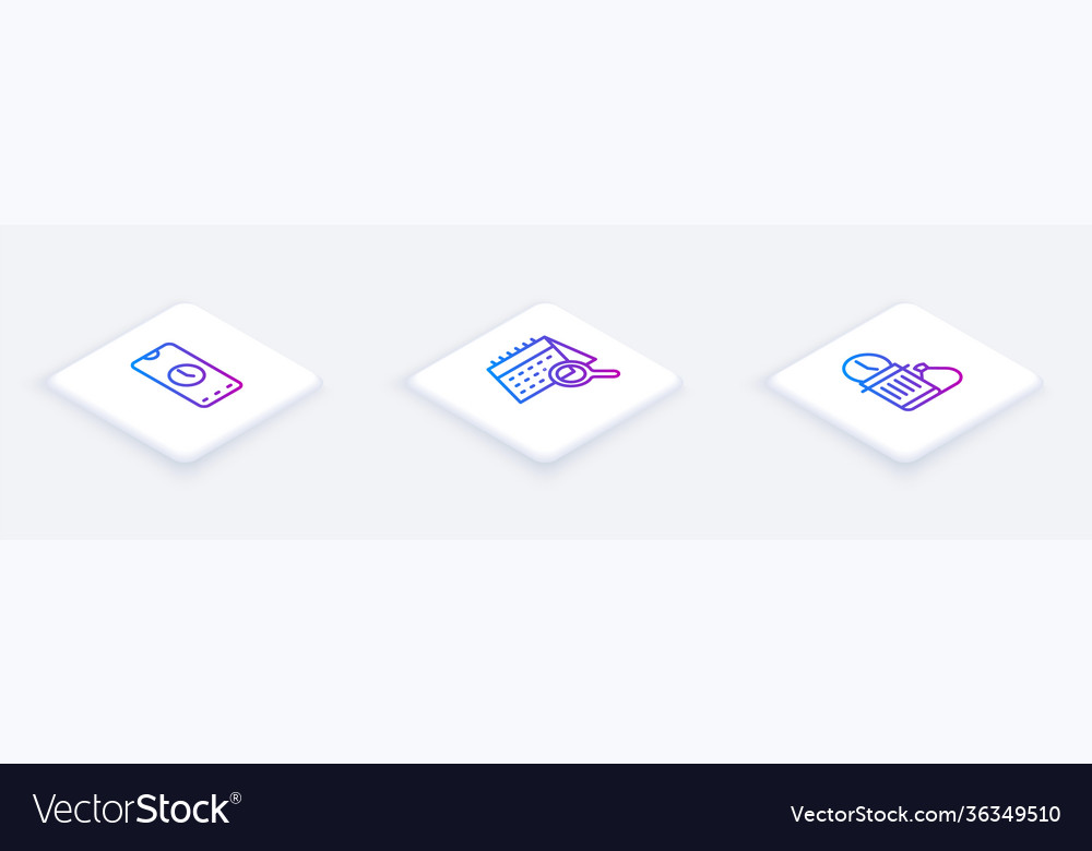 Set isometric line alarm clock app mobile Vector Image Set isometric line alarm clock app mobile Vector Image