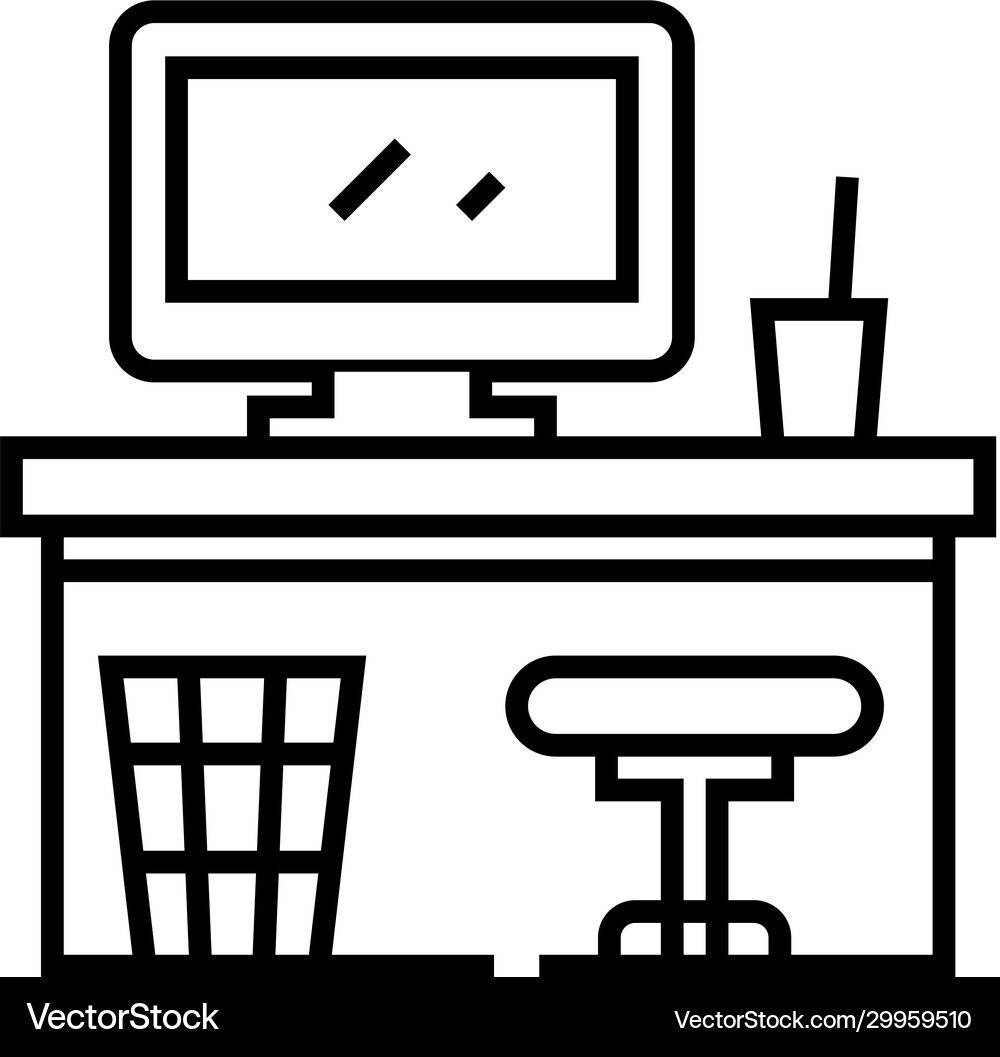 Workplace line icon concept sign outline Vector Image