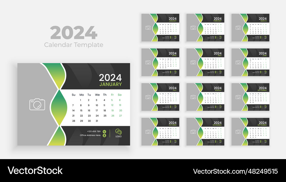 Calendar 2024 planner corporate template design Vector Image