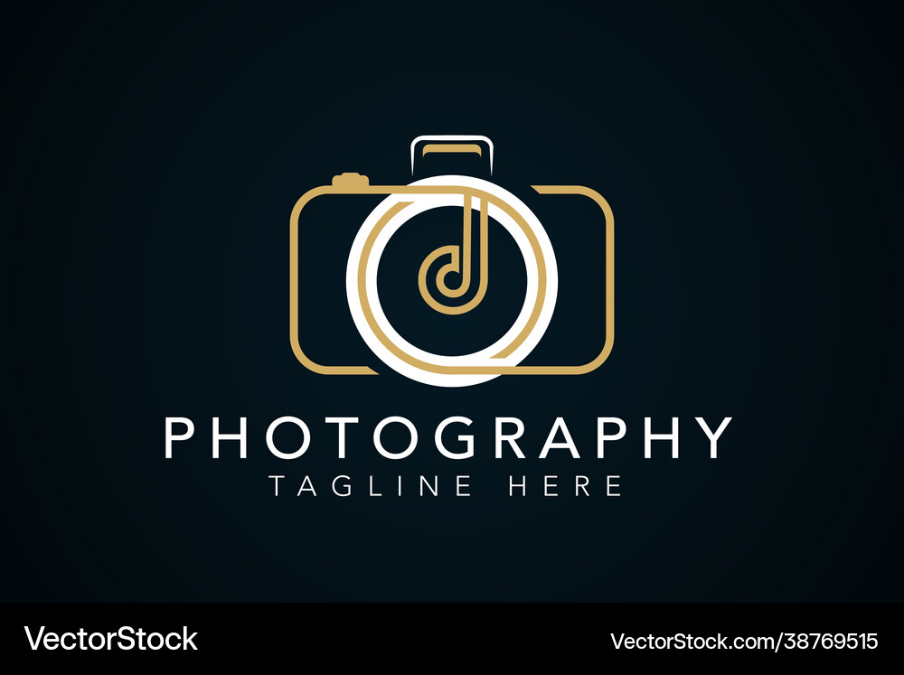 Camera photography with letter initial d logo Vector Image