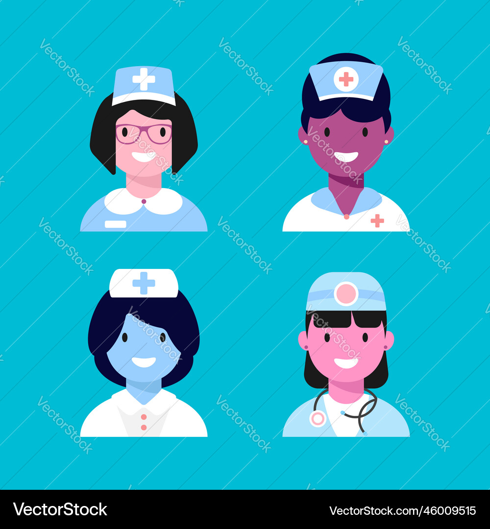 Female physician nurses avatar set Royalty Free Vector Image