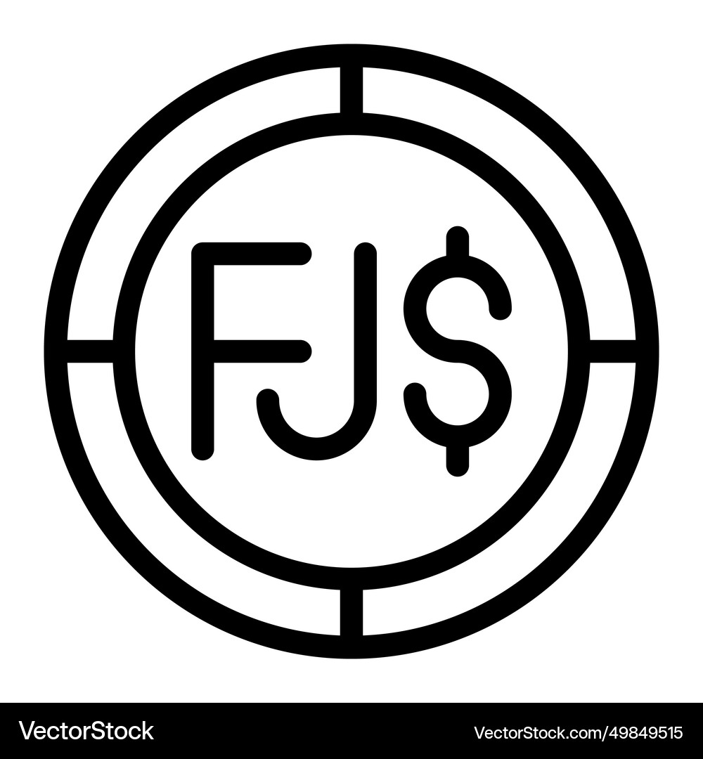 Fiji coin icon outline for web Royalty Free Vector Image