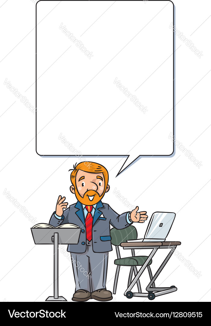 Funny university lecturer with balloon for text Vector Image