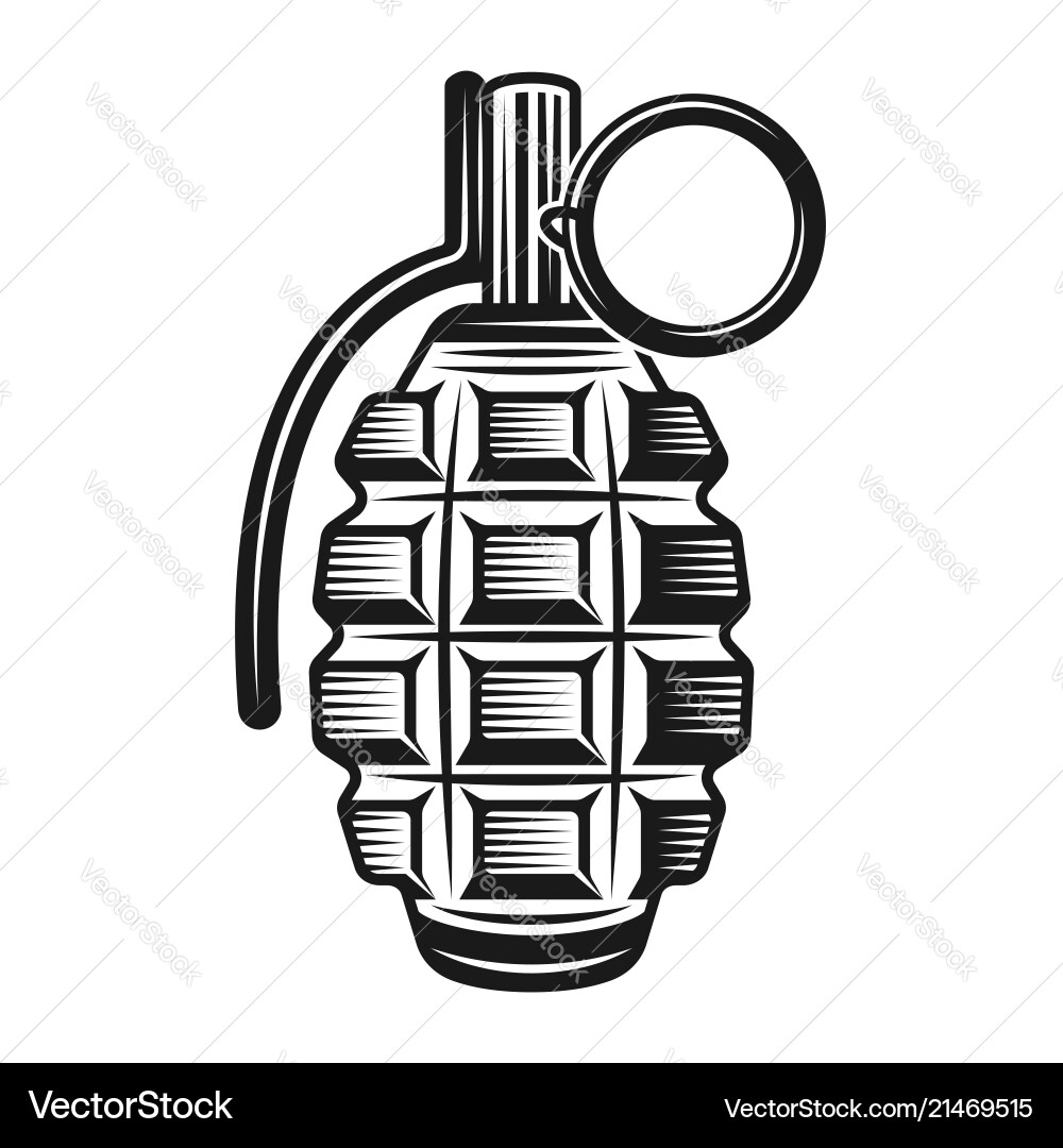 Grenade monochrome vintage Royalty Free Vector Image