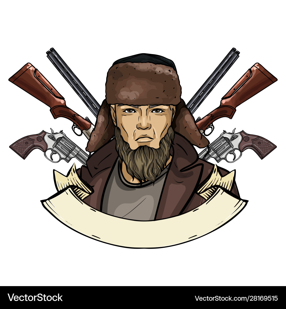 Hand drawn color sketch hunter man Royalty Free Vector Image