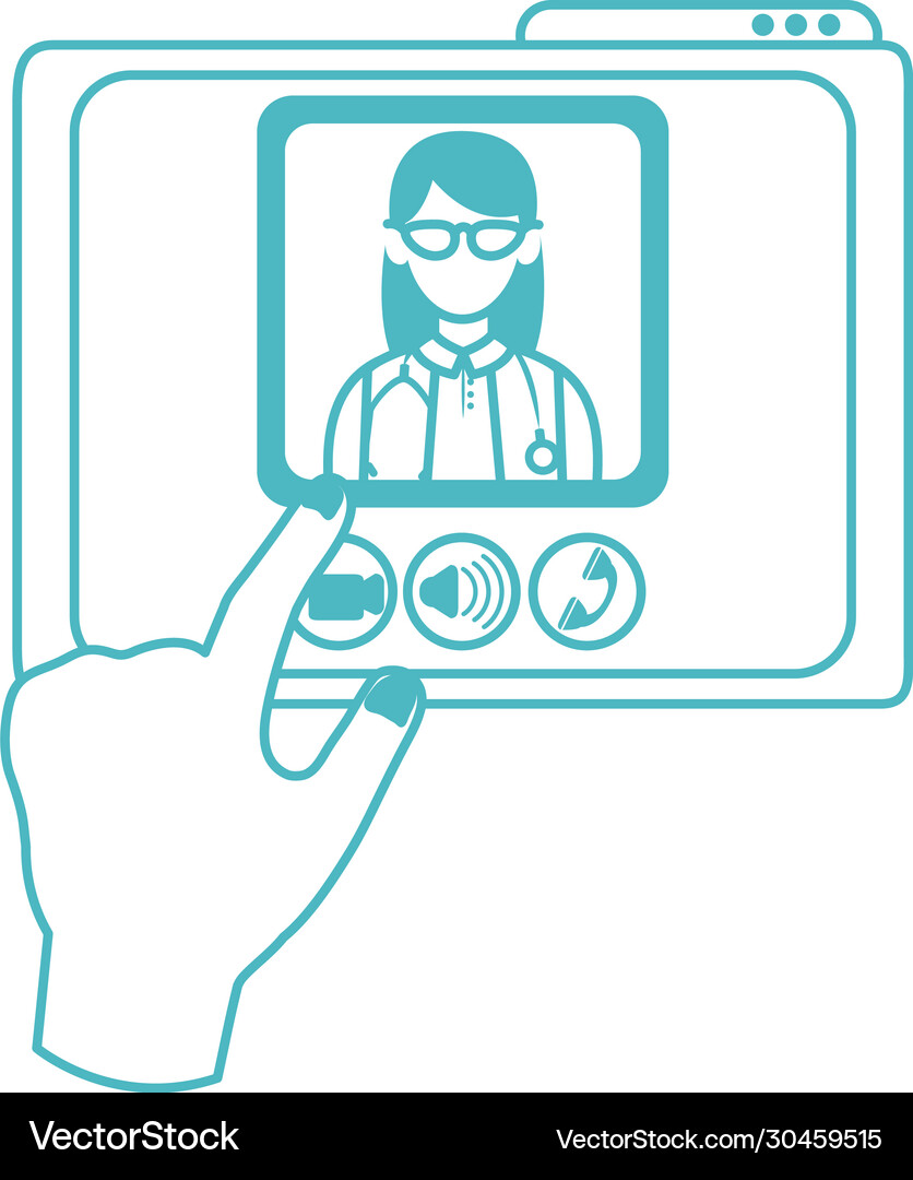 Online doctor hand touching screen professional Vector Image