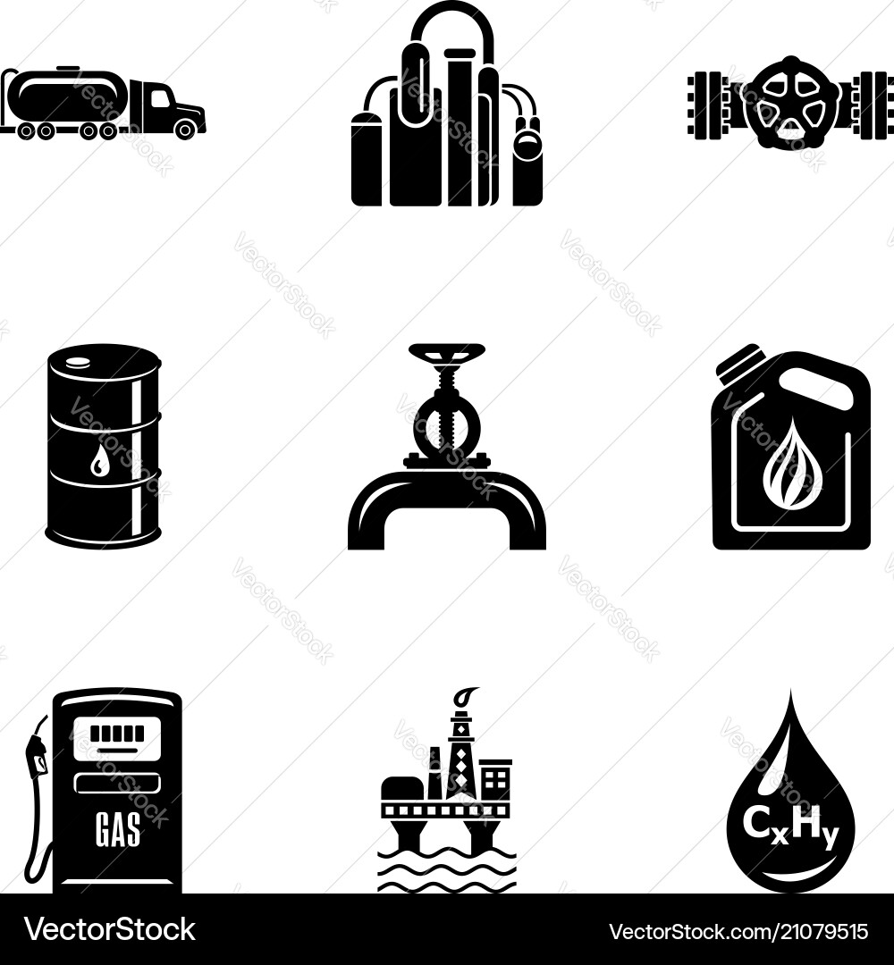 Petroleum icons set simple style Royalty Free Vector Image