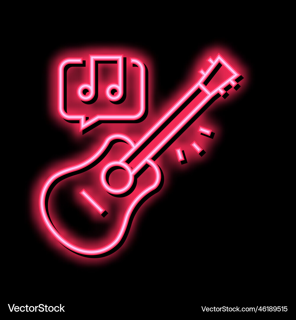 Playing on guitar neon glow icon Royalty Free Vector Image